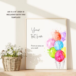 Birthday Invitation Balloons | Editable Template Corjl | Printable ...