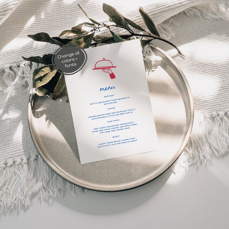 Hand Drawn Wedding Menu, Menu Template, Corjl, Whimsical Wedding ...