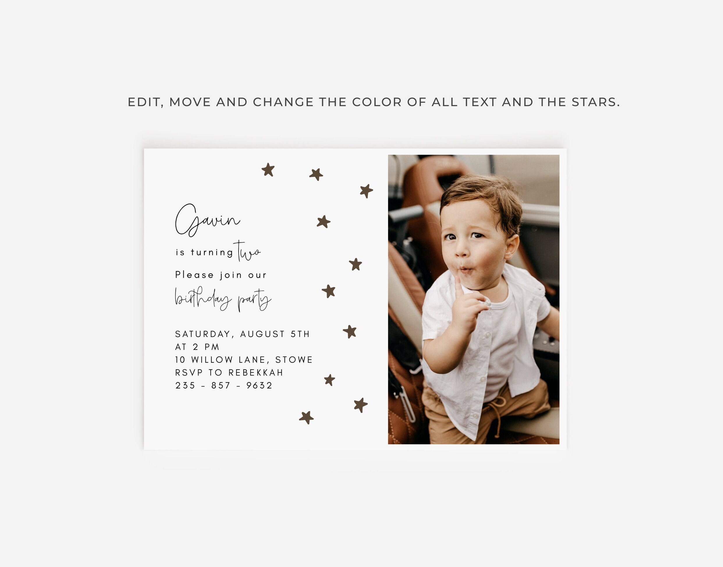 Blue Stars Birthday Invitation Template With Photo Photo Birthday ...