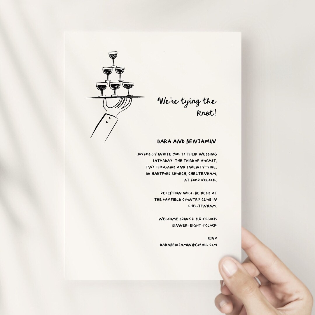 Hand Drawn Wedding Invitation, Scribble Illustration, Whimsical Drawing ...