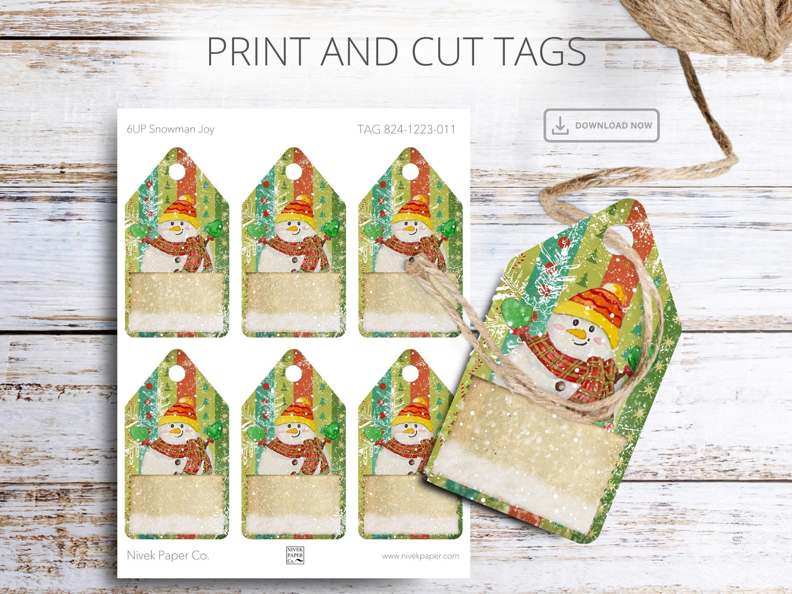 Printable Christmas Gift Tags Set of 6 Instant Download Snowman Joy ...