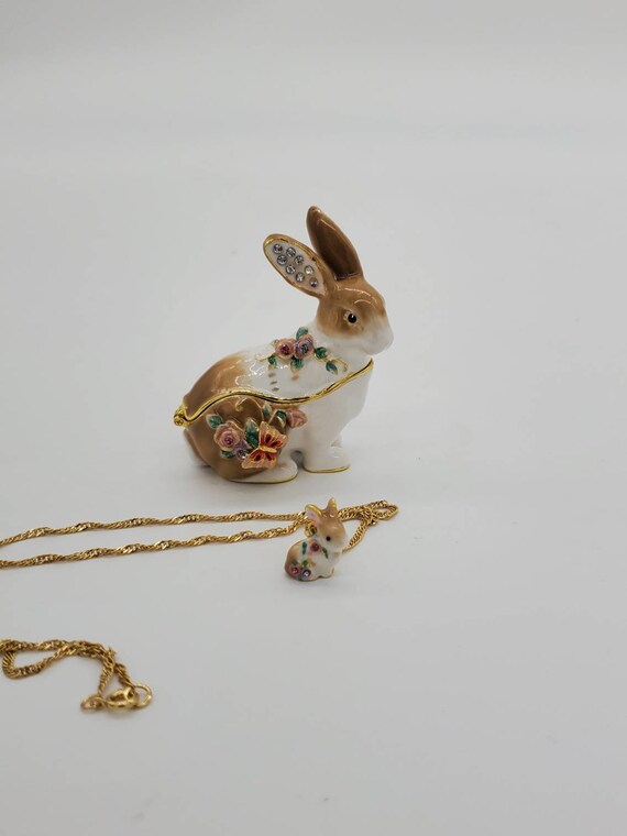 Beautiful Rabbit Trinket Box With Necklace | Etsy