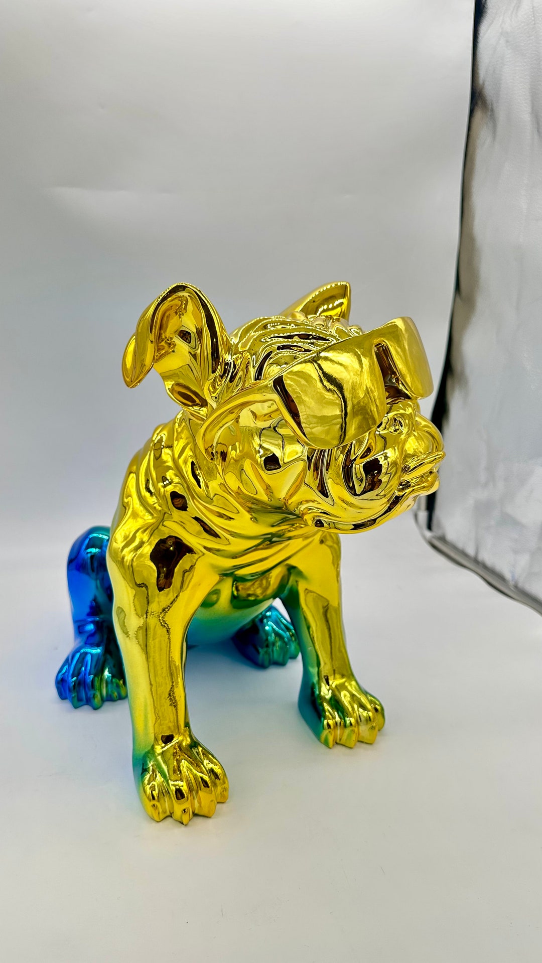 Blue and Gold Bull Dog Resin Statue - Etsy