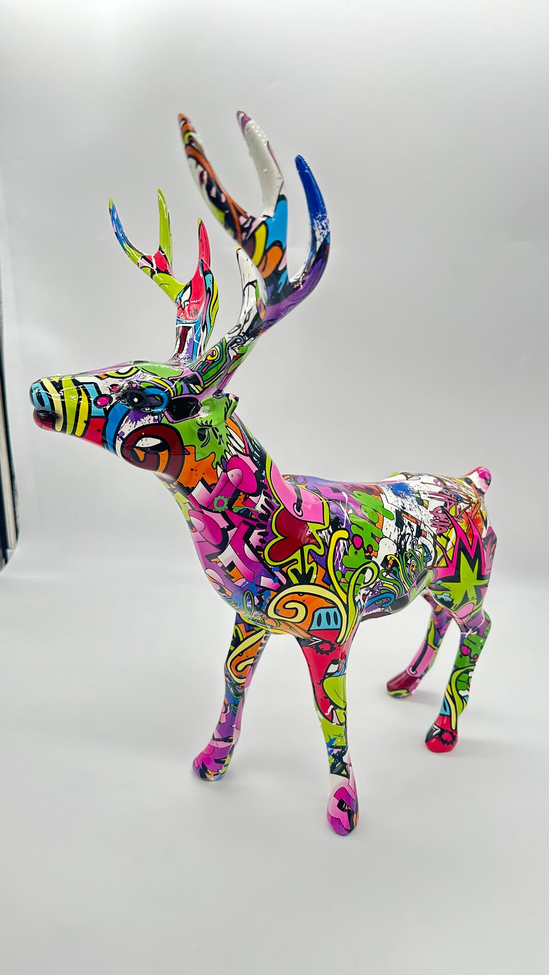 Resin Graffiti Elk Statue - Etsy