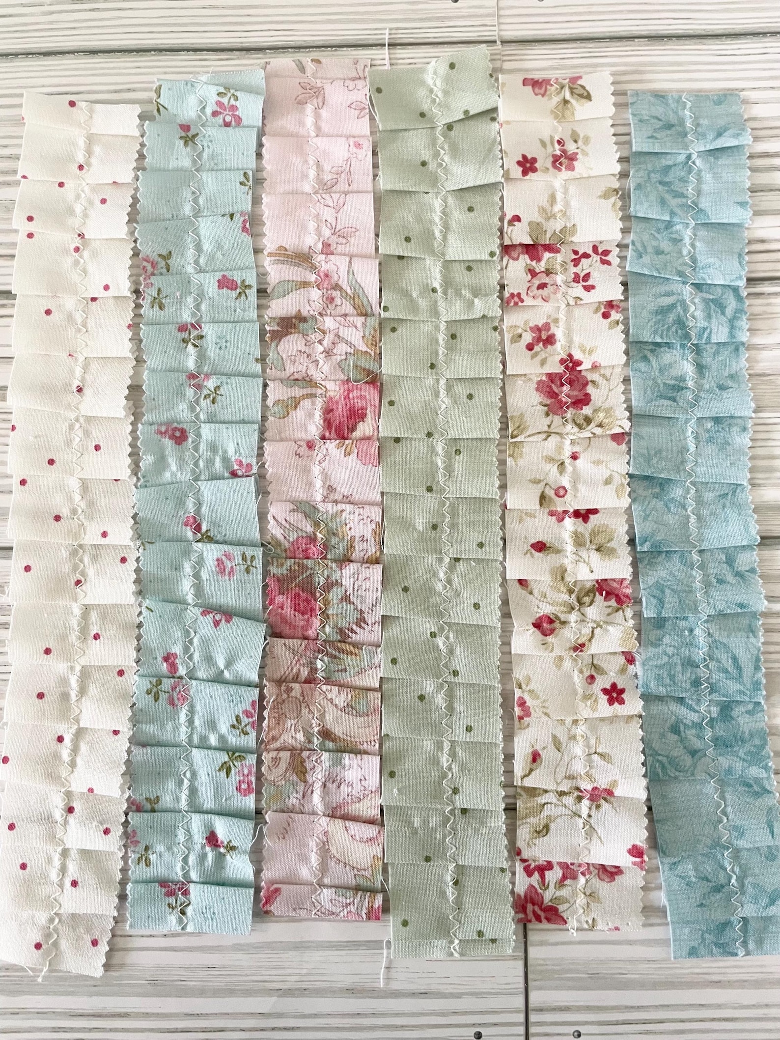 Handmade Fabric Ruffles Vintage Floral, Junk Journal Supplies, Shabby ...