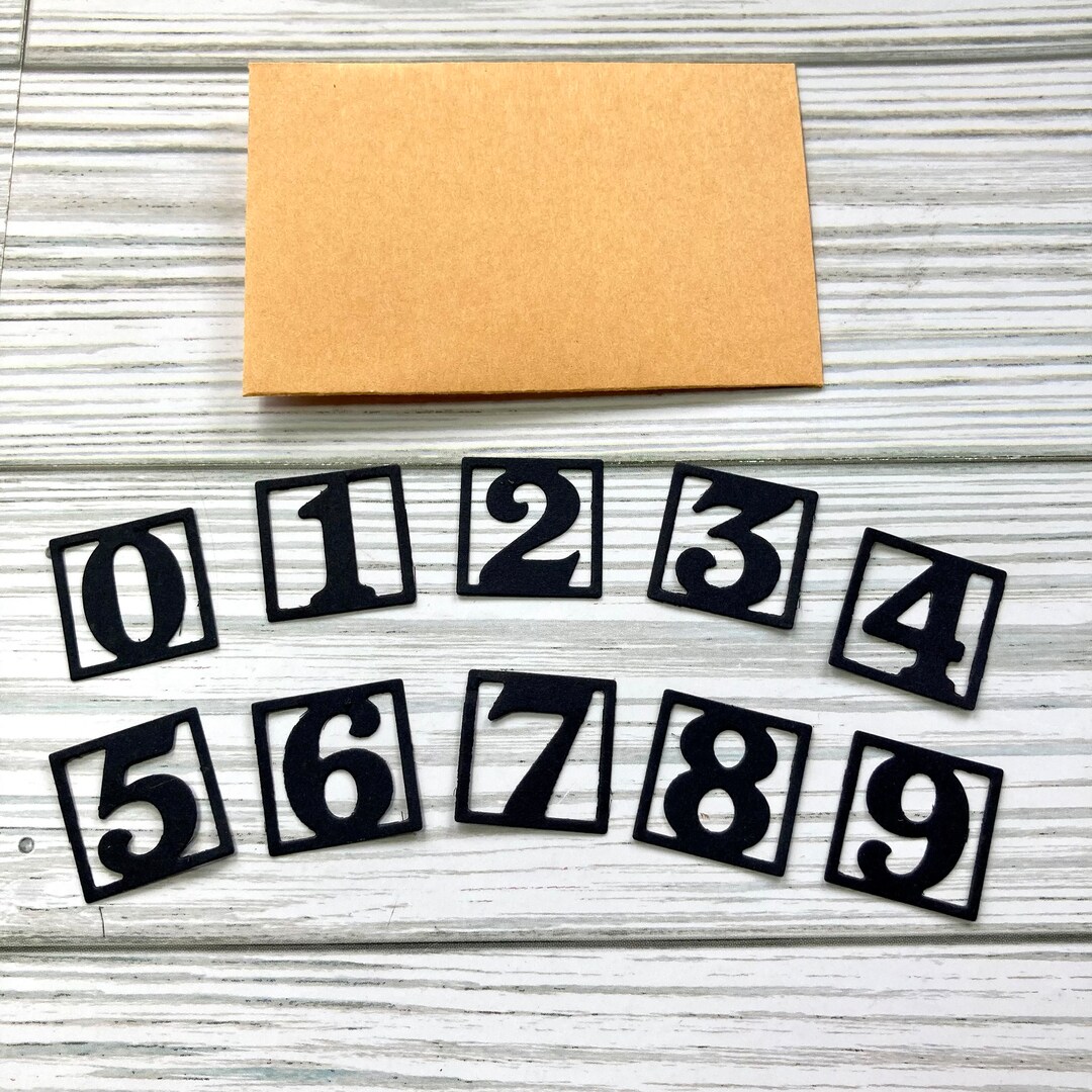 Die Cut Numbers in Square Frames, Black, Set of 10, 1-inch Size, Junk ...