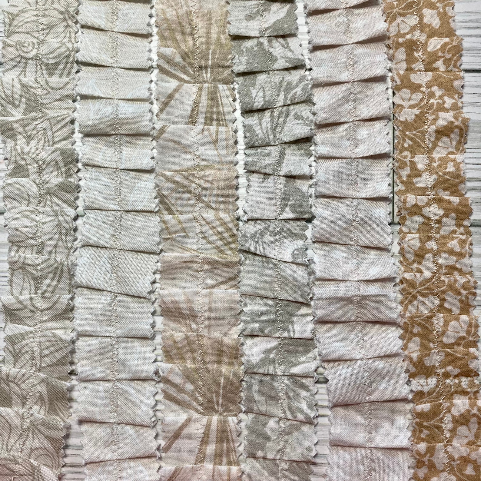 Fabric Ruffles, Neutral Tones, Handmade, Junk Journal Supplies, Set of ...