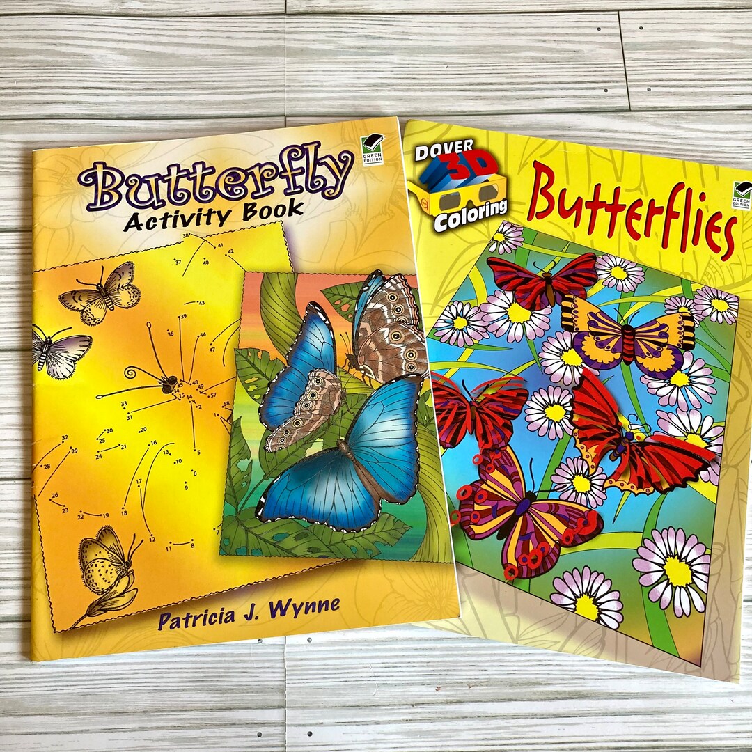 Butterfly Coloring/activity Books Set of Two, Junk Journaling Supplies ...