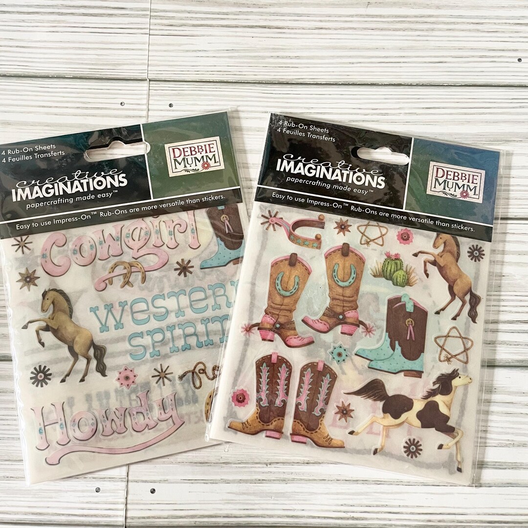 Debbie Mumm Cowgirl Western Theme Rub-on Transfers for Junk Journals ...