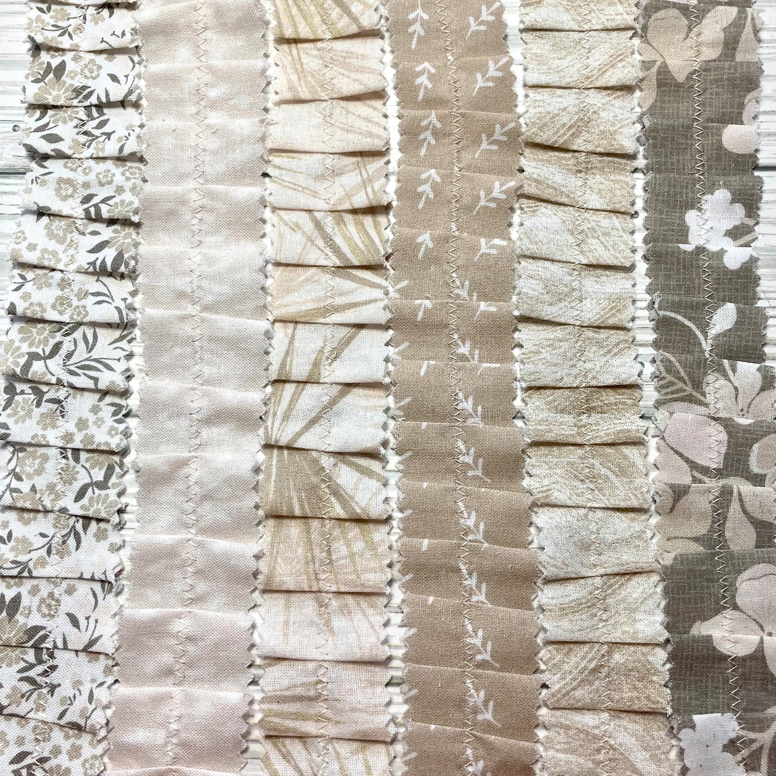 Fabric Ruffles, Neutral Tones, Handmade, Junk Journal Supplies, Set of ...