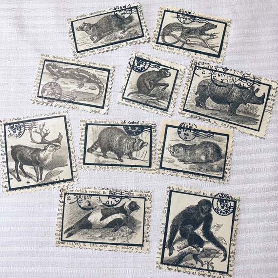 Faux postage stamps for junk journals and paper crafts | Etsy