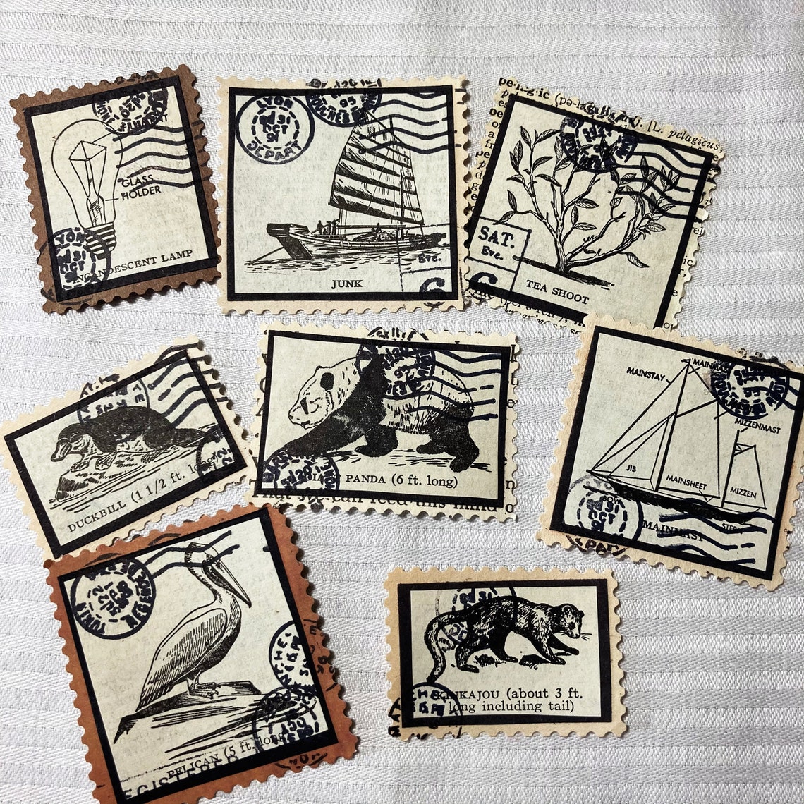 Faux postage stamps for junk journals and paper crafts | Etsy