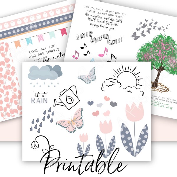 Bible Journaling Kit Printable Spring Theme Rejoice in the Lord Prayer ...