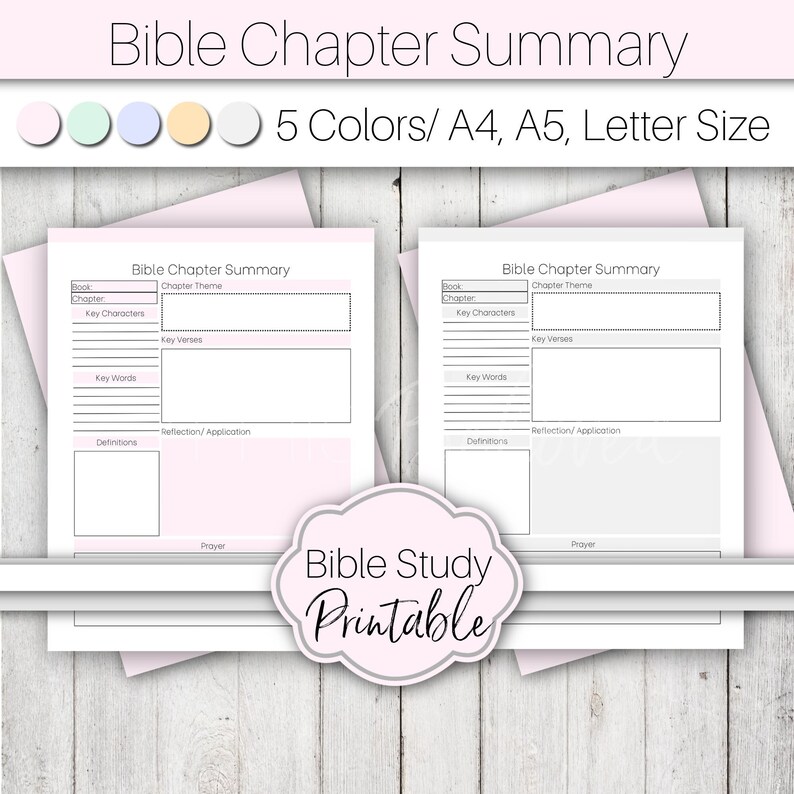 Bible Study Chapter Summary Printable Templates, Bible Study Worksheets ...