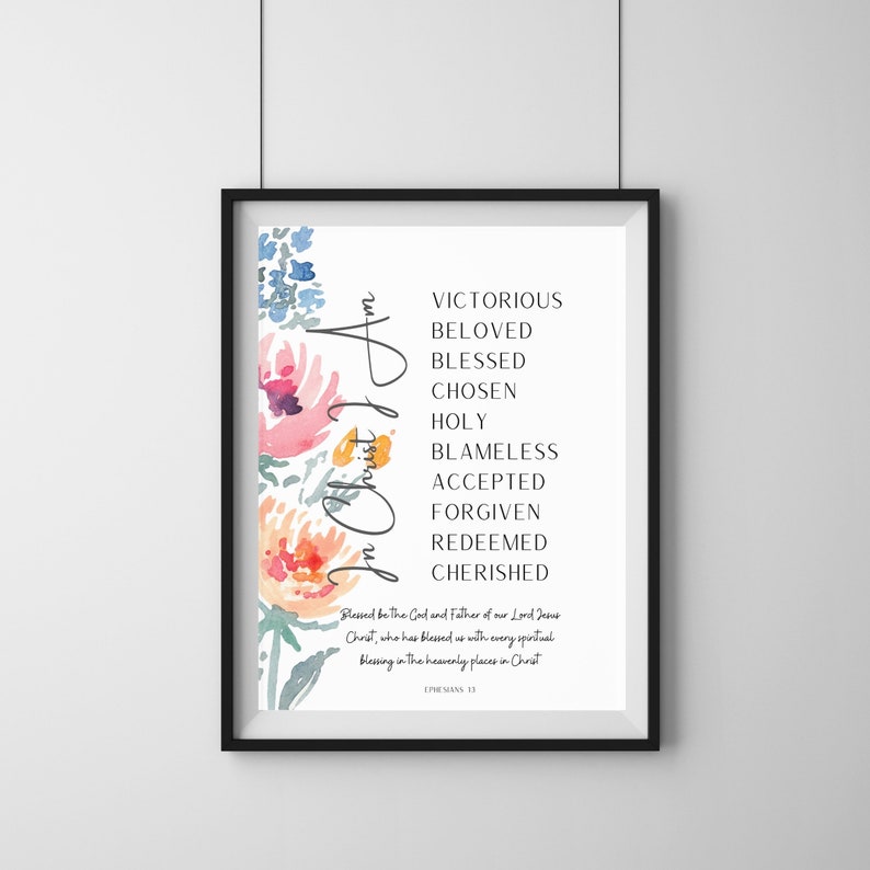 In Christ I Am Scripture Prints Biblical Wall Art | Etsy