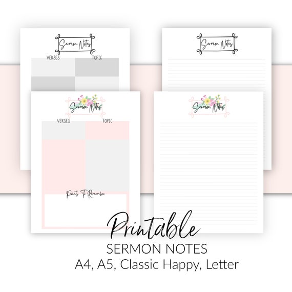 Sermon Notes Printable Templates Church Service Notes - Etsy
