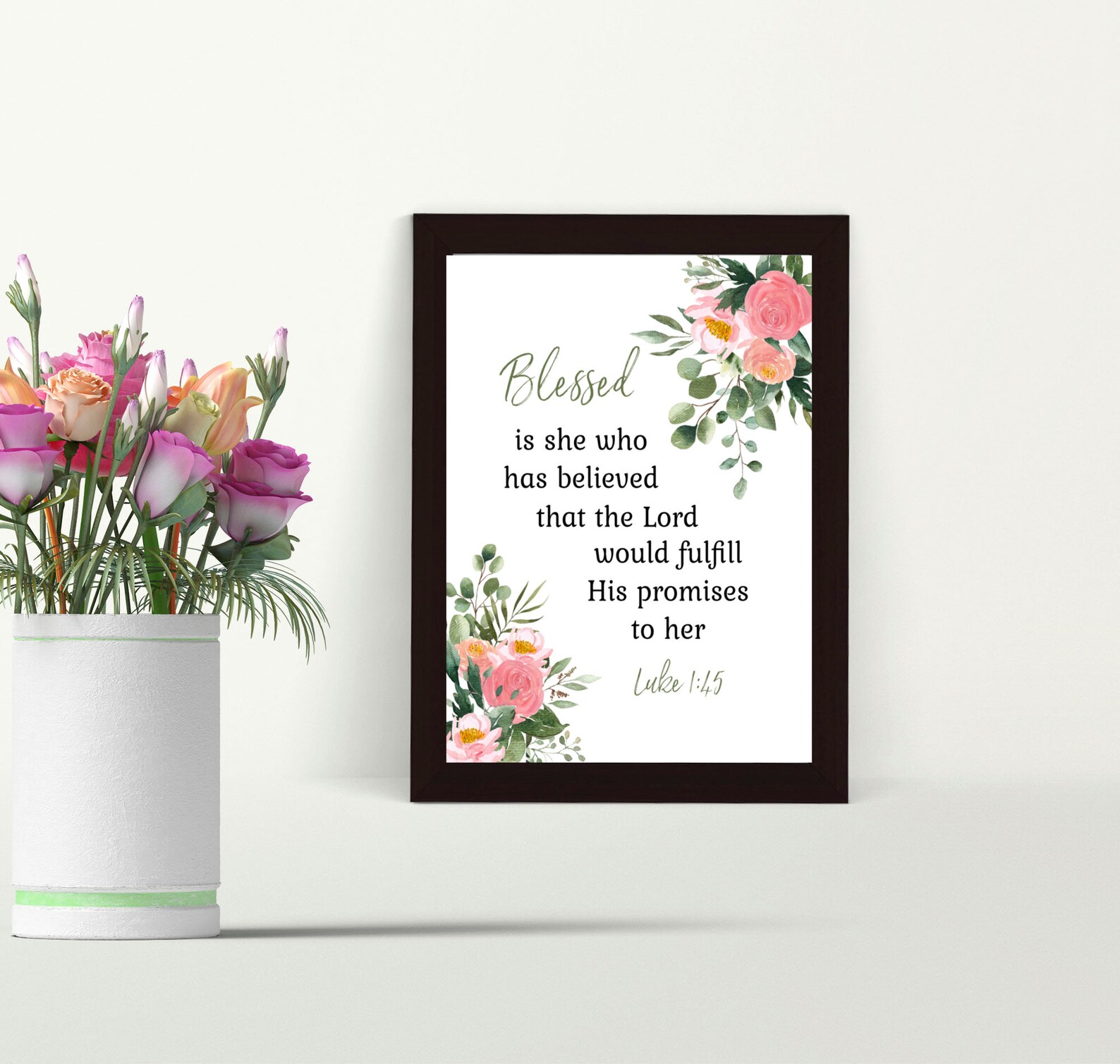 Bible Verse Scripture Wall Art blessed is She Bible Art Printable Wall ...