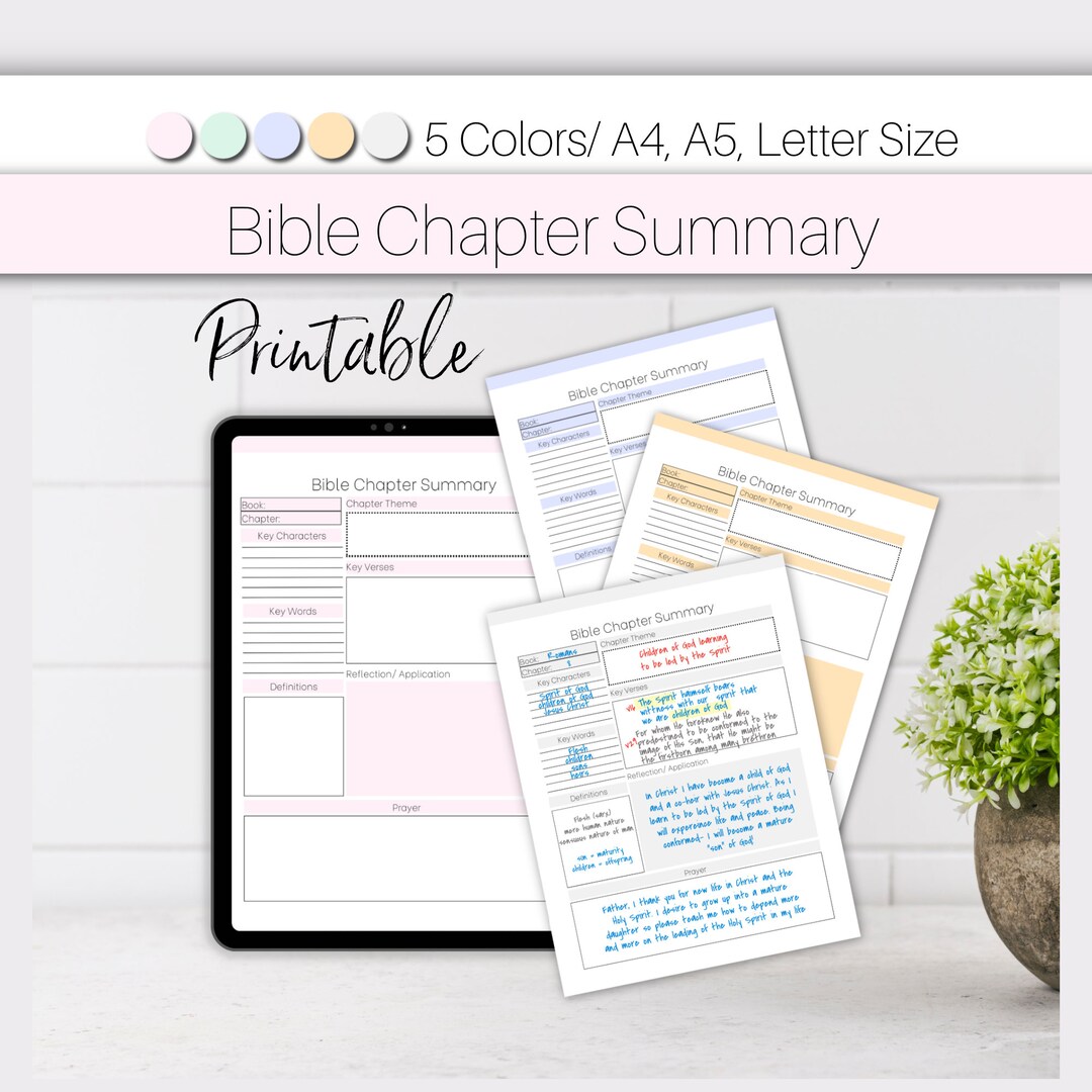 Bible Study Chapter Summary Printable Templates, Bible Study Worksheets ...