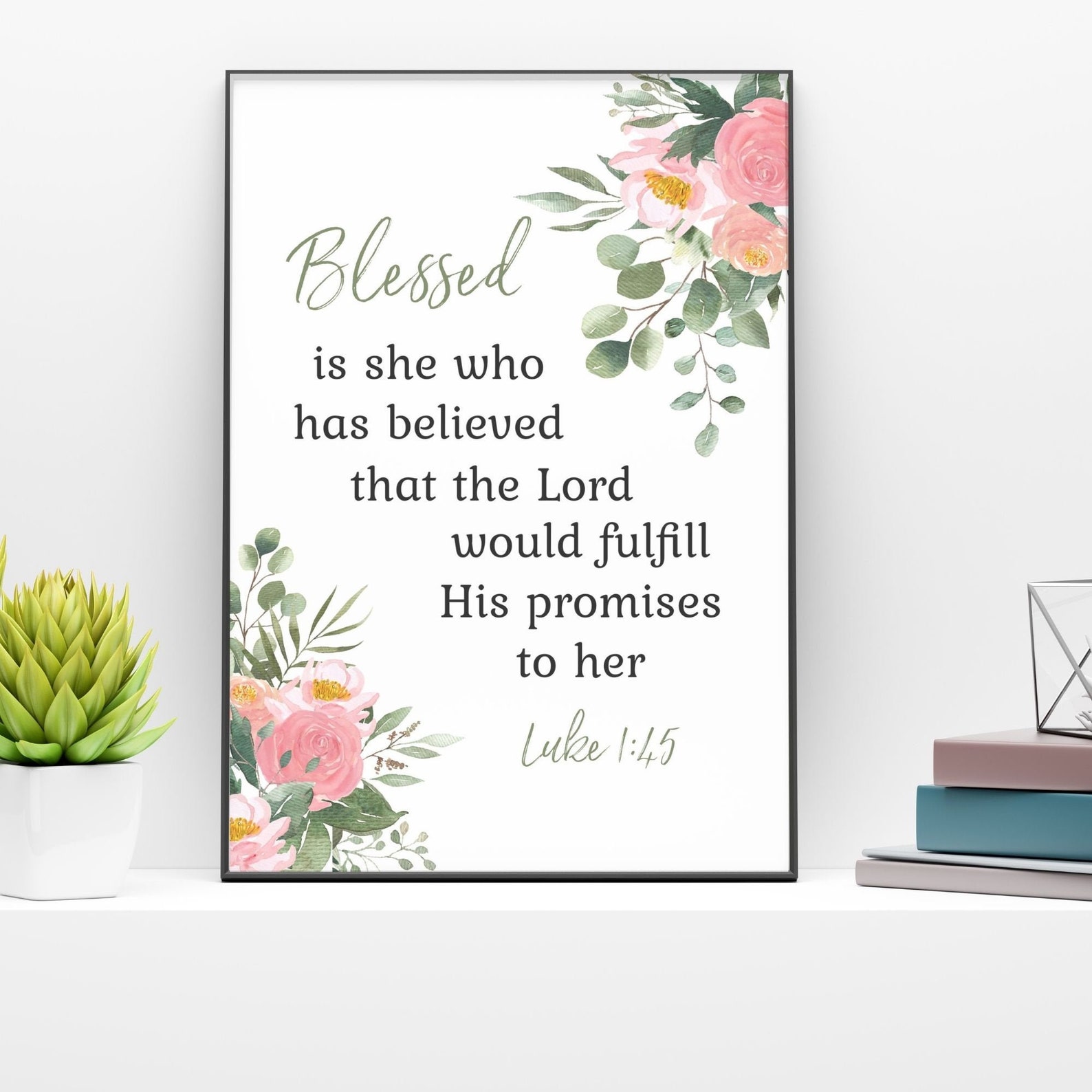 Bible Verse Scripture Wall Art blessed is She Bible Art Printable Wall ...