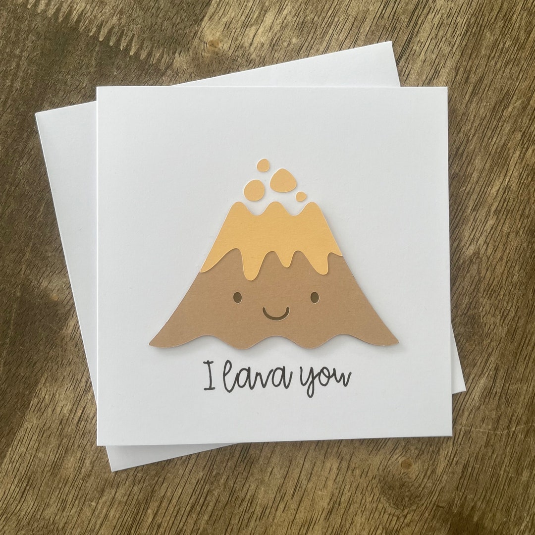 I Lava You Volcano Card, Anniversary Card, Valentines Day Card, Cute ...