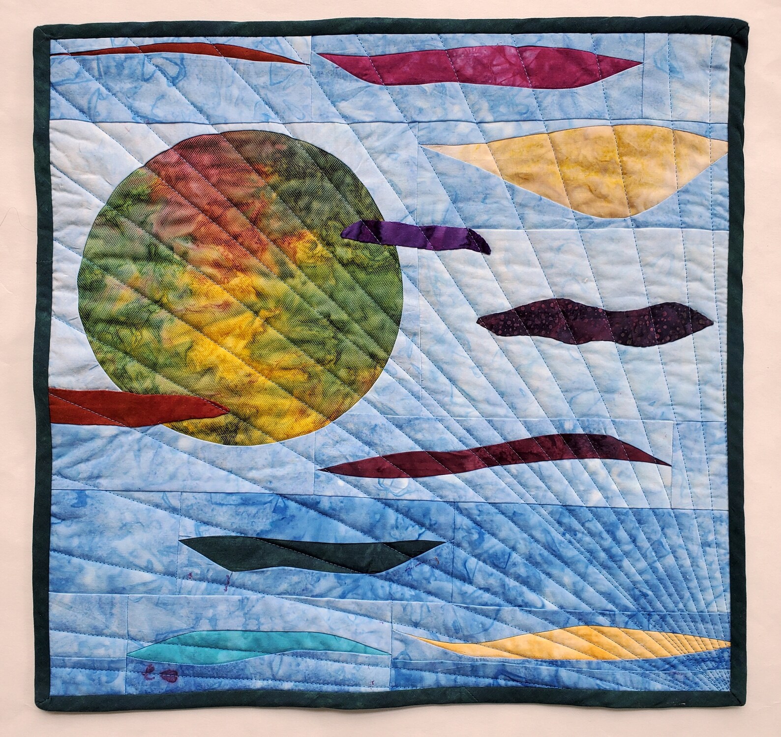 Sunset Wall Art, Handmade Wall Quilt, Quilted Wall Hanging ...