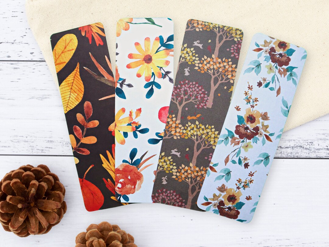 Fall Bookmarks Double-sided, 1mm Thick Handmade in Canada Autumn, Acorn ...