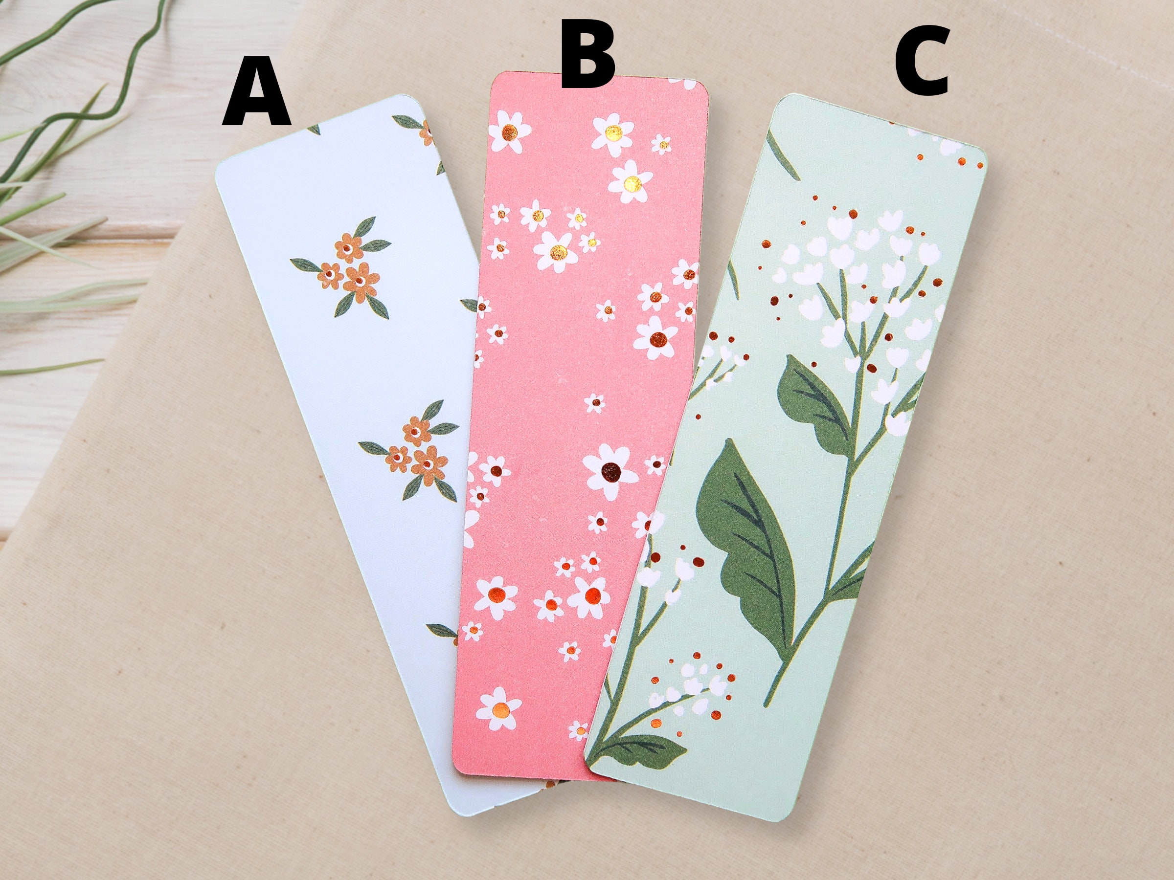 Floral Bookmarks Double-sided 1mm Thick Handmade in - Etsy