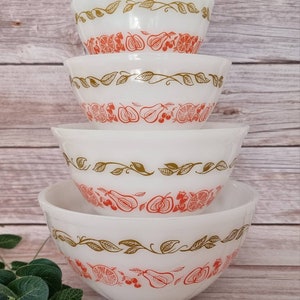 Vintage Agee Pyrex australian Fruit Salad Pattern Nesting Mixing Bowl Set of Four Complete - Etsy