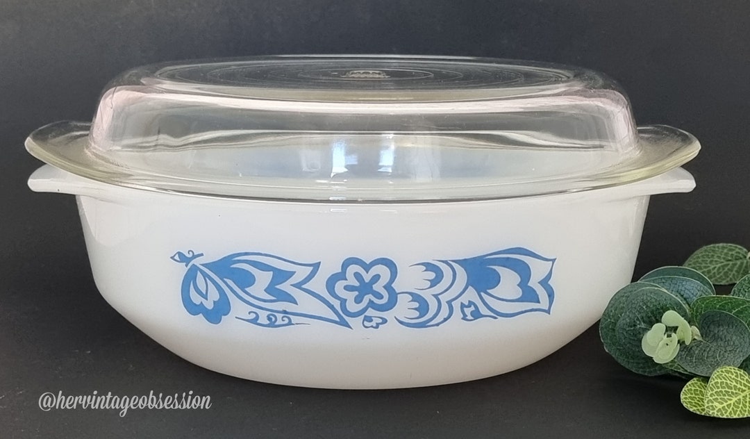 Vintage Hard to Find Australian Pyrex Ovenware Blue Kite Flower 3.5 ...