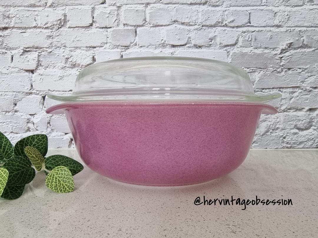 Vintage Australian Crown Pyrex Plum Purple Pink 2 Pint Round Casserole ...