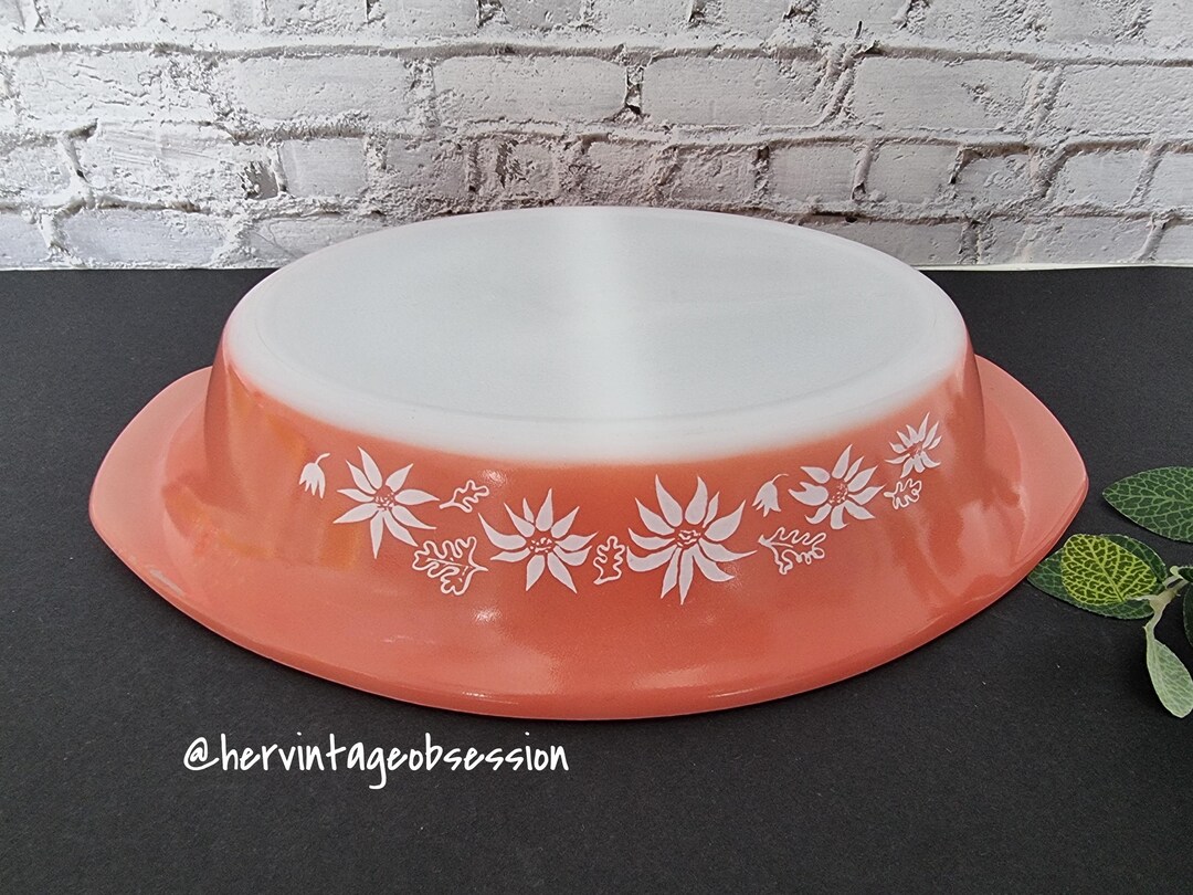 Vintage Agee (australian) Pyrex Rose (pink) Flannel Flower 2 Pint ...