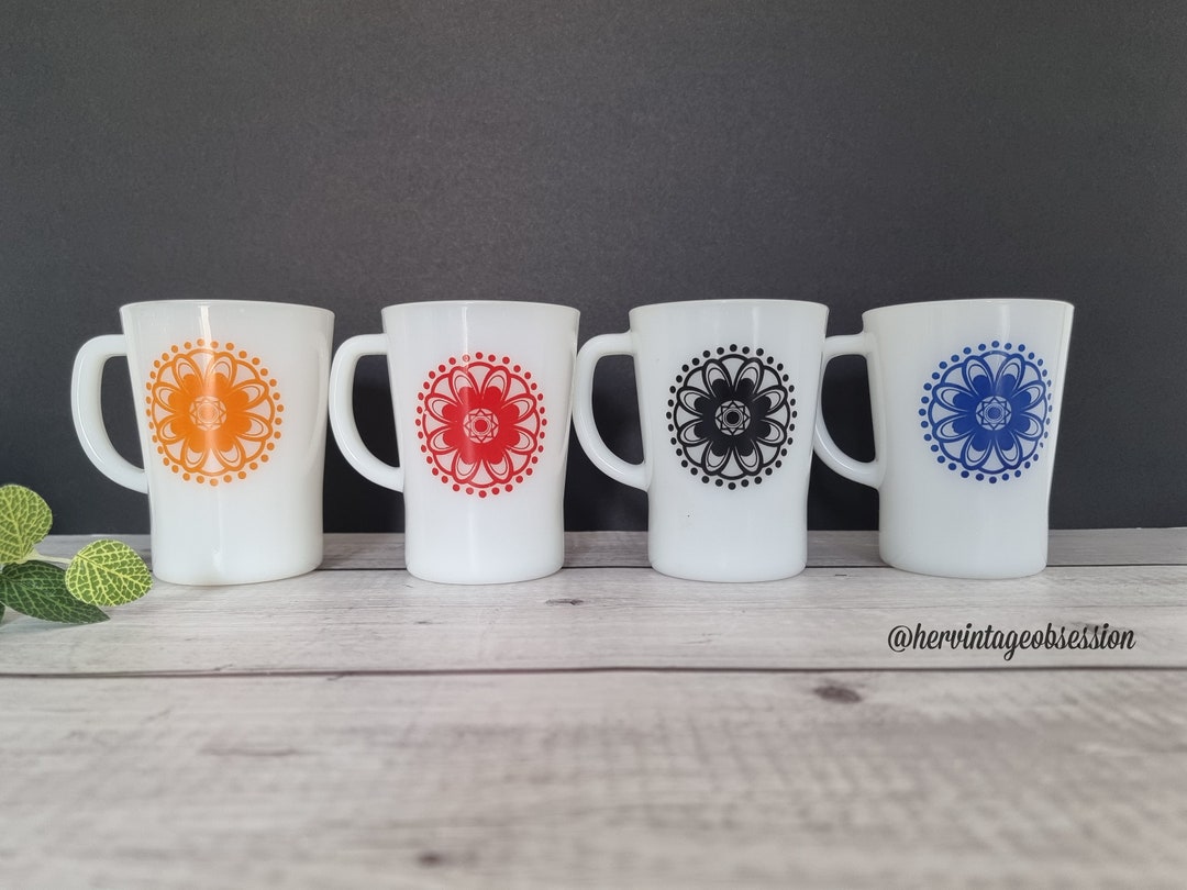 Vintage Agee Crown Pyrex australian Milk Glass Coffee Mug Cup Complete ...