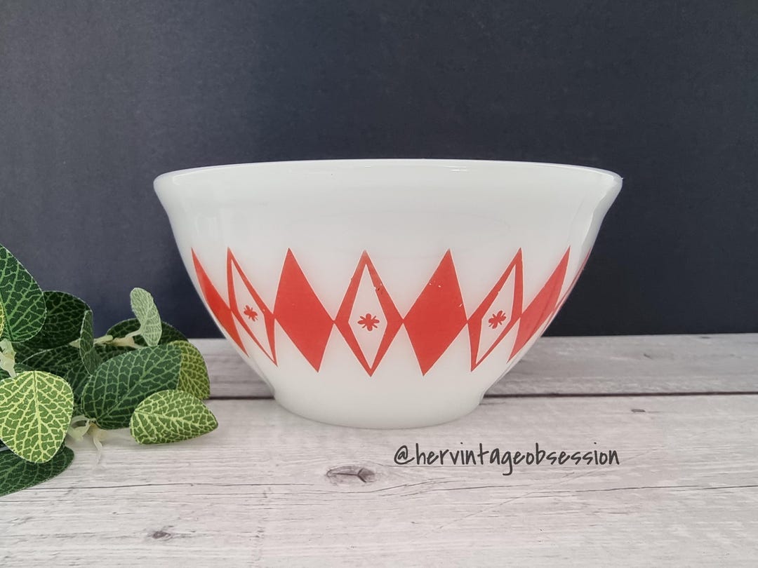 RARE Vintage Agee Pyrex Red Dotted Diamonds - 6" Nesting Bowl Only - Etsy