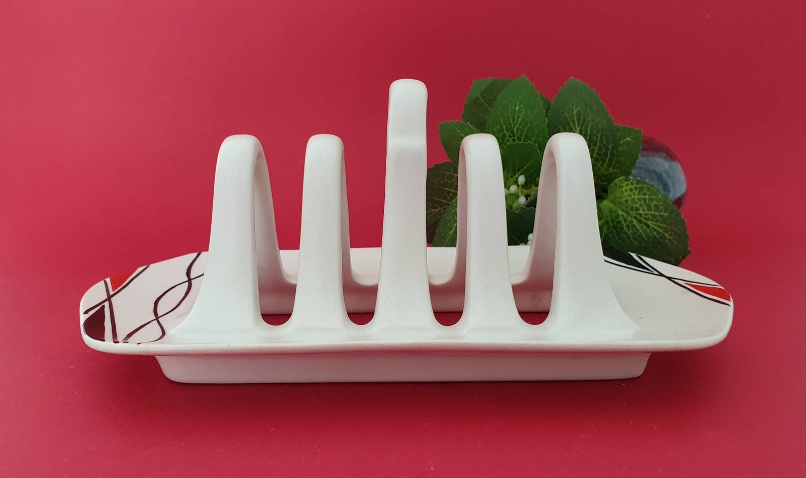 Retro Made in England Stoneware Toast Rack Red & Black Design - Etsy