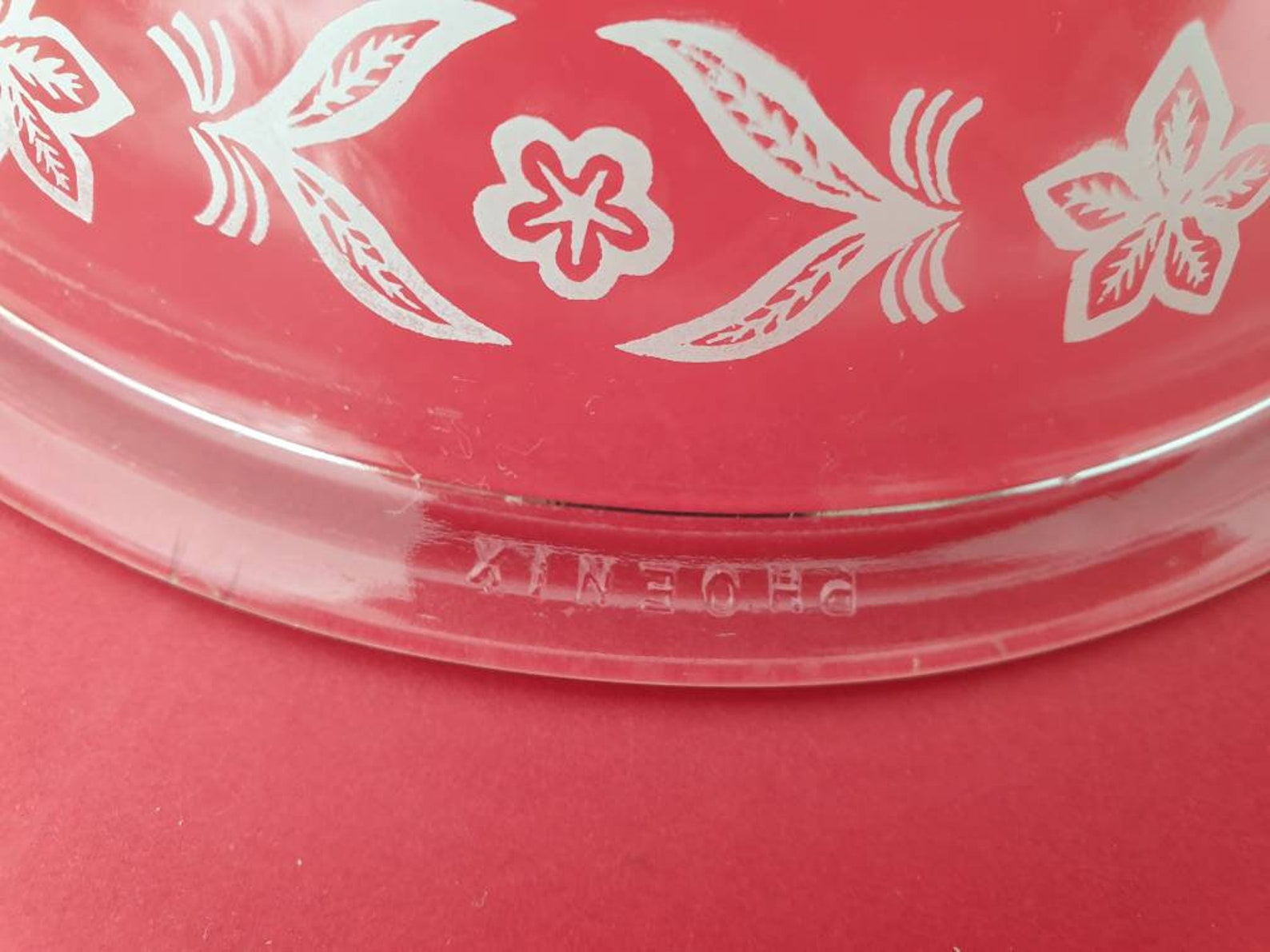 Vintage Phoenix Glass Round Clear Glass Bowl With White Flower - Etsy