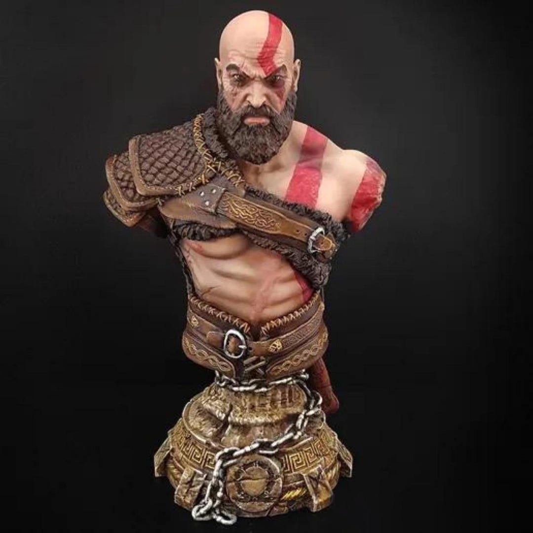 God of War Kratos STATUE, Video Game Gift, Kratos Bust, Figure ...