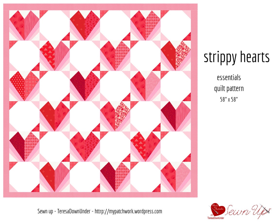 Strippy Hearts Quilt Pattern | Etsy