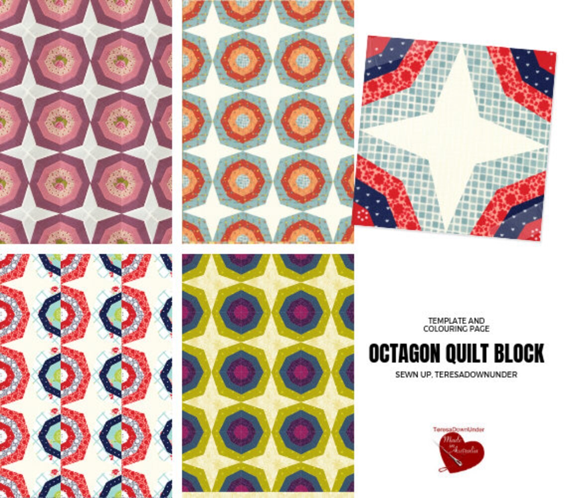 Strippy Octagon Quilt Block - Etsy Australia