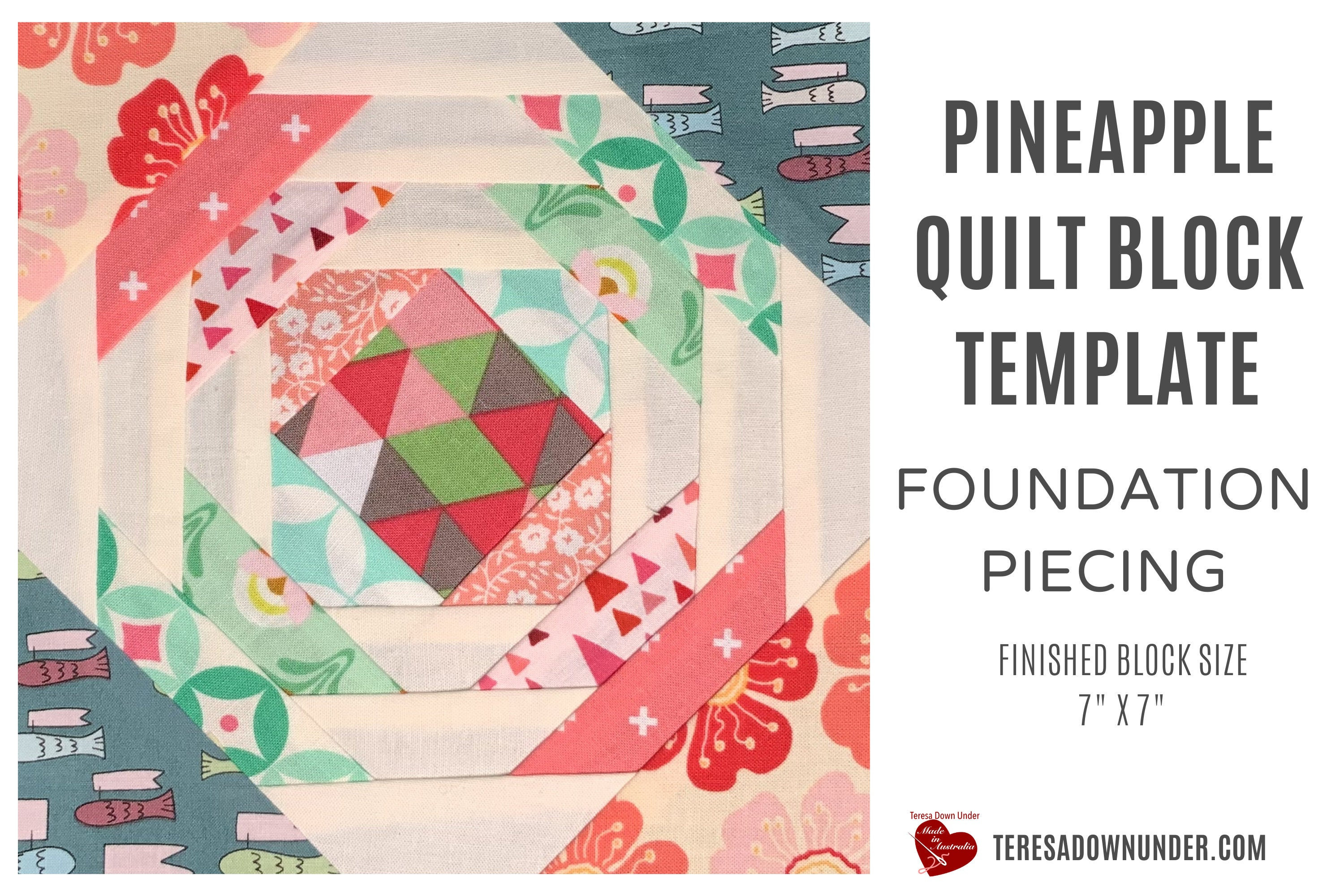 Pineapple Quilt Block - Foundation Piecing Template and Colouring Page ...