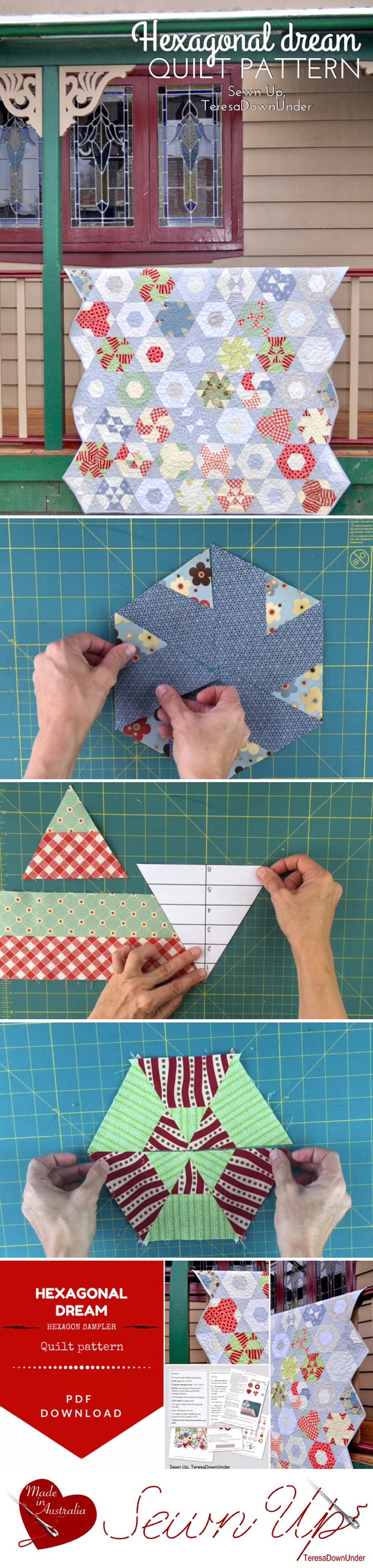 Quilt Pattern: Hexagonal Dream Hexagon Sampler PDF | Etsy