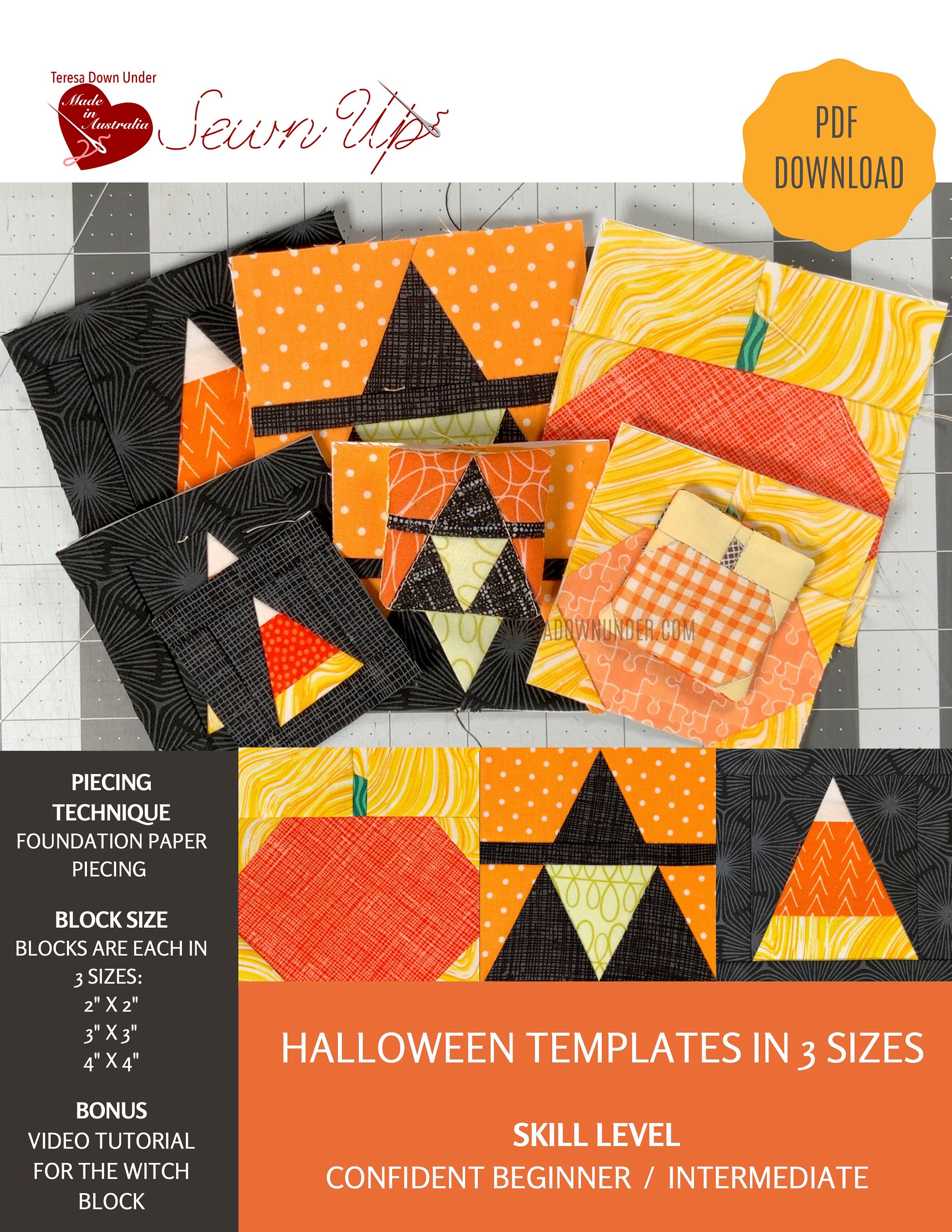 Halloween Blocks in 3 Sizes Templates - Etsy