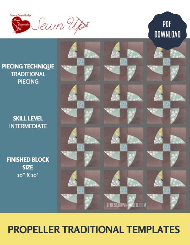 Propeller Quilt Block Traditional Templates - Etsy