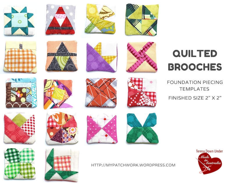 Quilted Brooches Templates | Etsy Australia