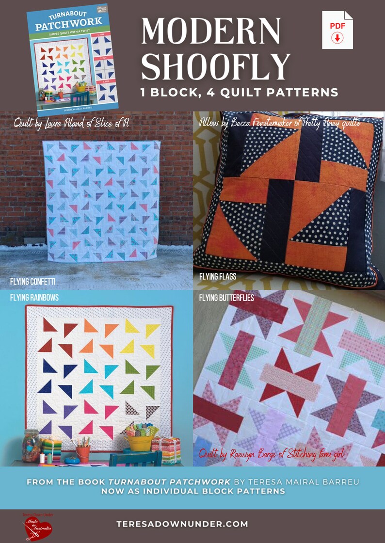 Modern Shoofly Quilt Block: 1 Block 4 Quilts Pattern Bundle - Etsy