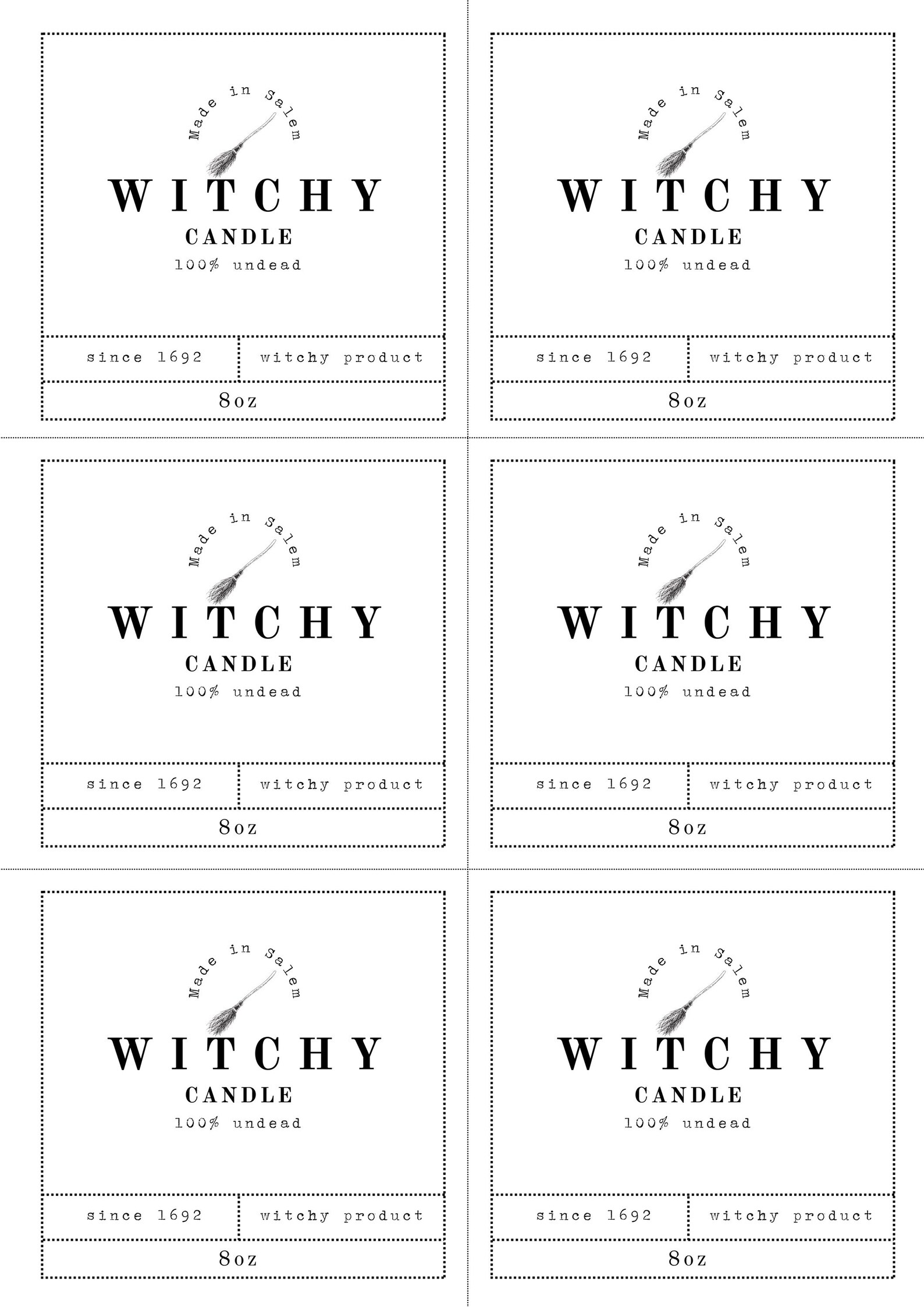 Halloween Witchy Candle Labels *digital Download Only* - Etsy