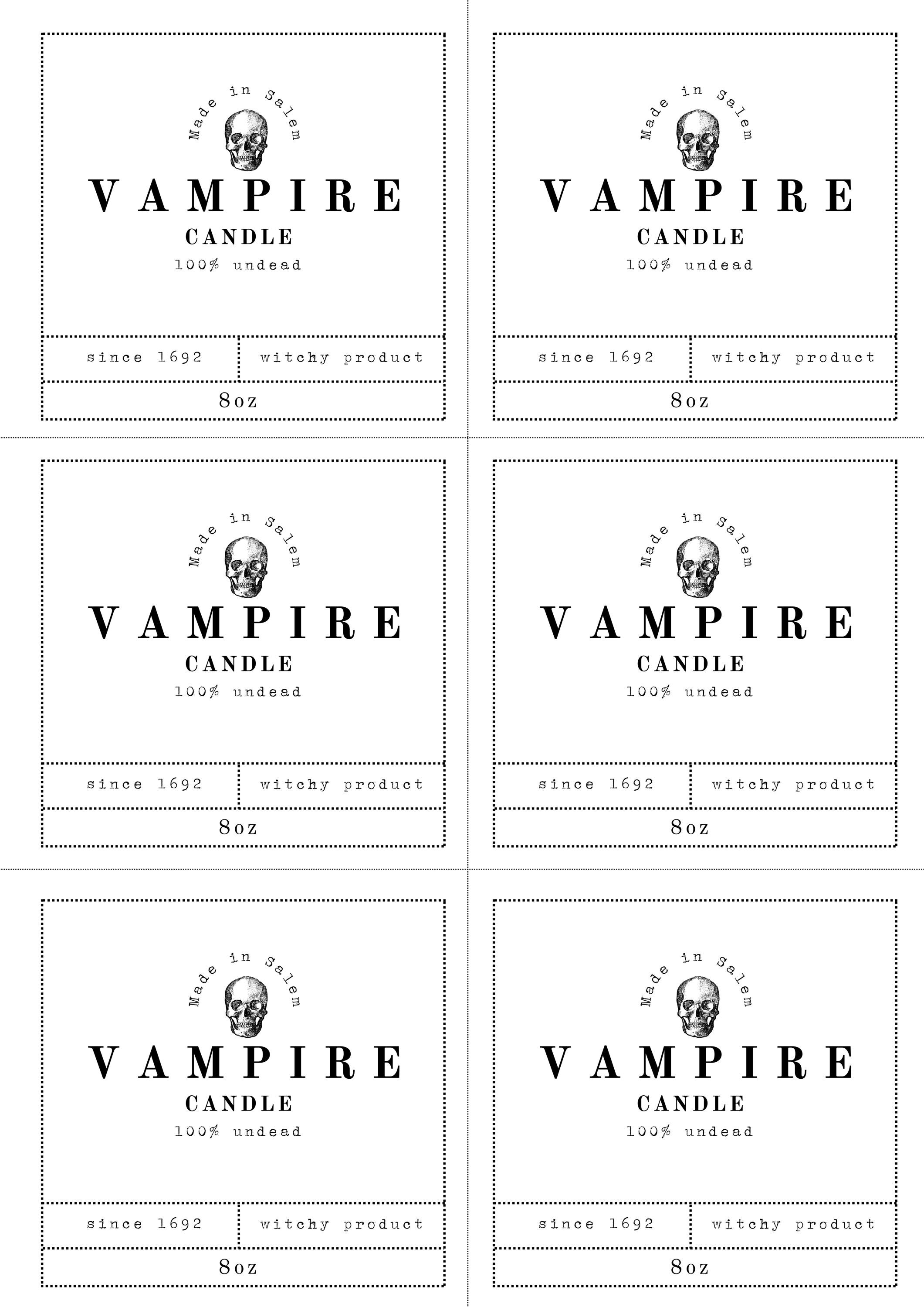 Halloween Vampire Candle Labels *digital Download Only* - Etsy