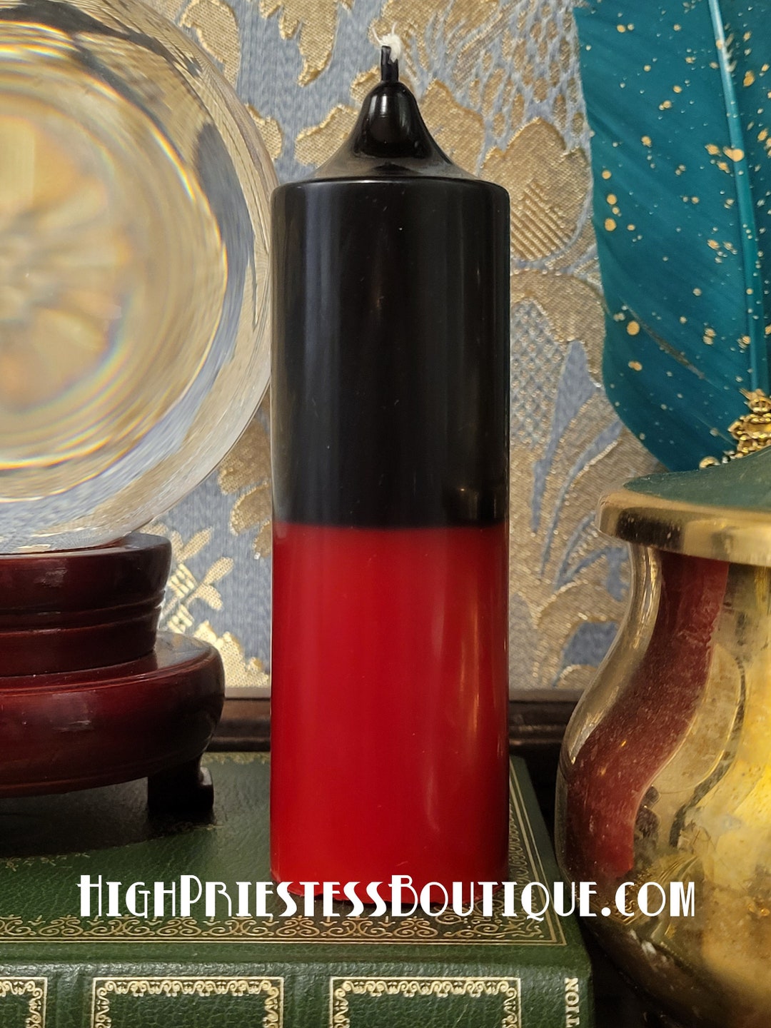 Black & Red Spell Pillar Candle. Reversal, Correction for Hexes, Curses ...