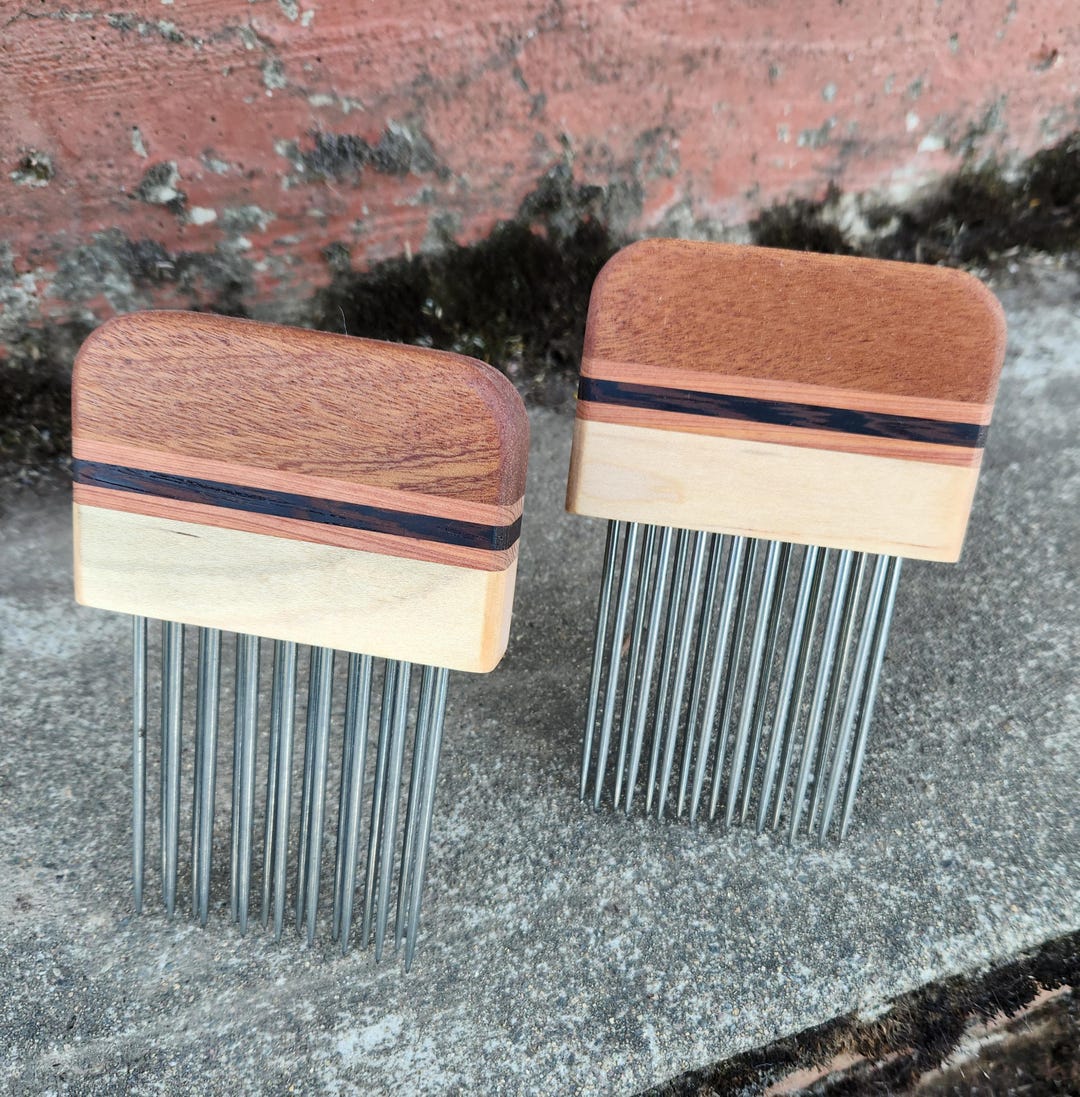 Wool Combs Double Row Fine Pitch Sapele and Maple - Etsy