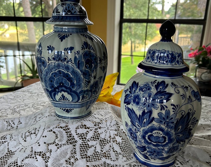 Vintage Delfts Blauw Holland 11" Tall Blue-white Lidded Ginger Jar ...