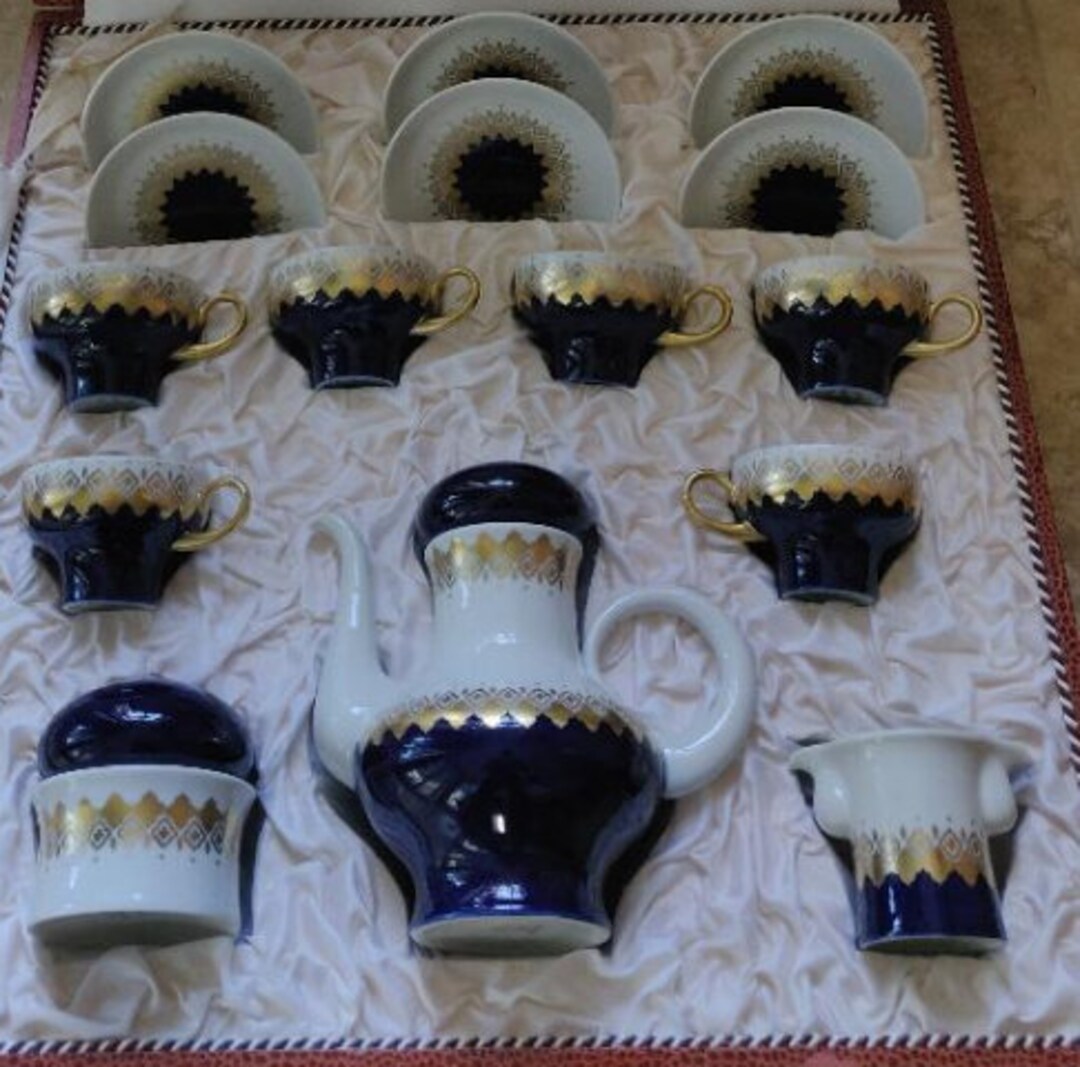 Boxed Lichte German Fine China Set of Six Demitasse Cups & Saucers Tea ...